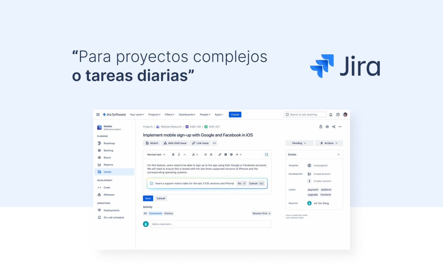 Jira - Gestión de proyectos | Aplicaciones para pymes y autónomos